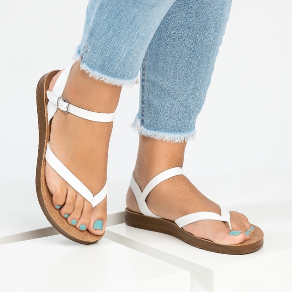SunnyMia | Shoes | Ashley White Flat Sandals | Poshmark